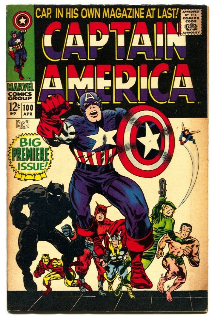 CAPTAIN AMERICA #100-comic book Black Panther 1st issue!-1968 | Comic ...