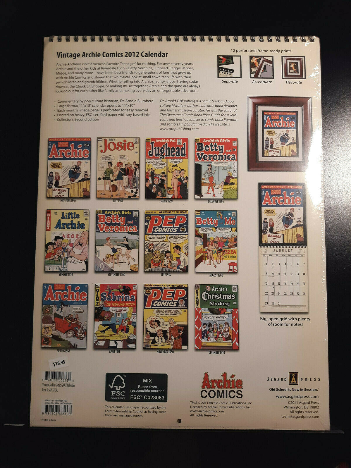 Vintage Archie Comics 2012 Calendar - Shrink Wrapped - Asgard Press ...