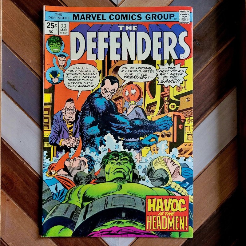 DEFENDERS #33 FN/VF (Marvel 1975) feat the "HAVOC of the HEADMEN ...