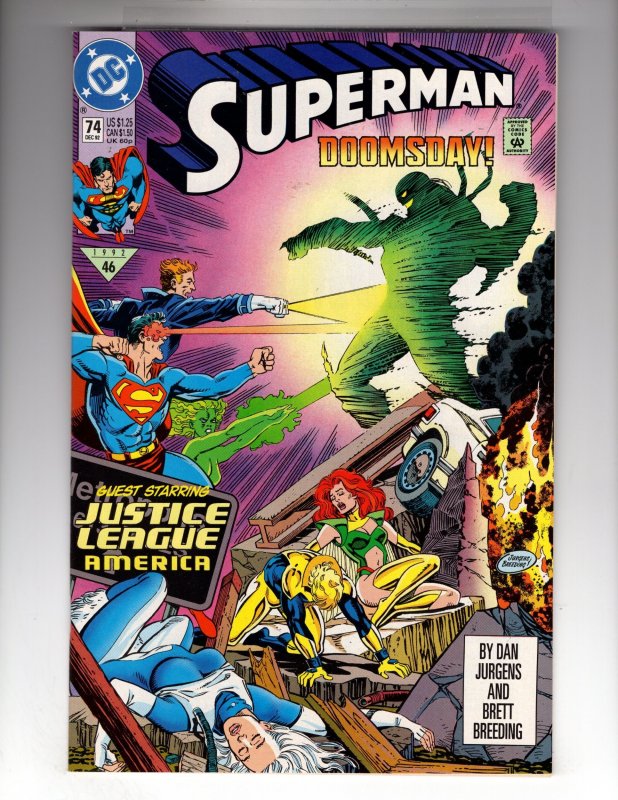 Superman #74 (1992) DOOMSDAY!!! JLA Appearance! / ECA1a | Comic Books ...