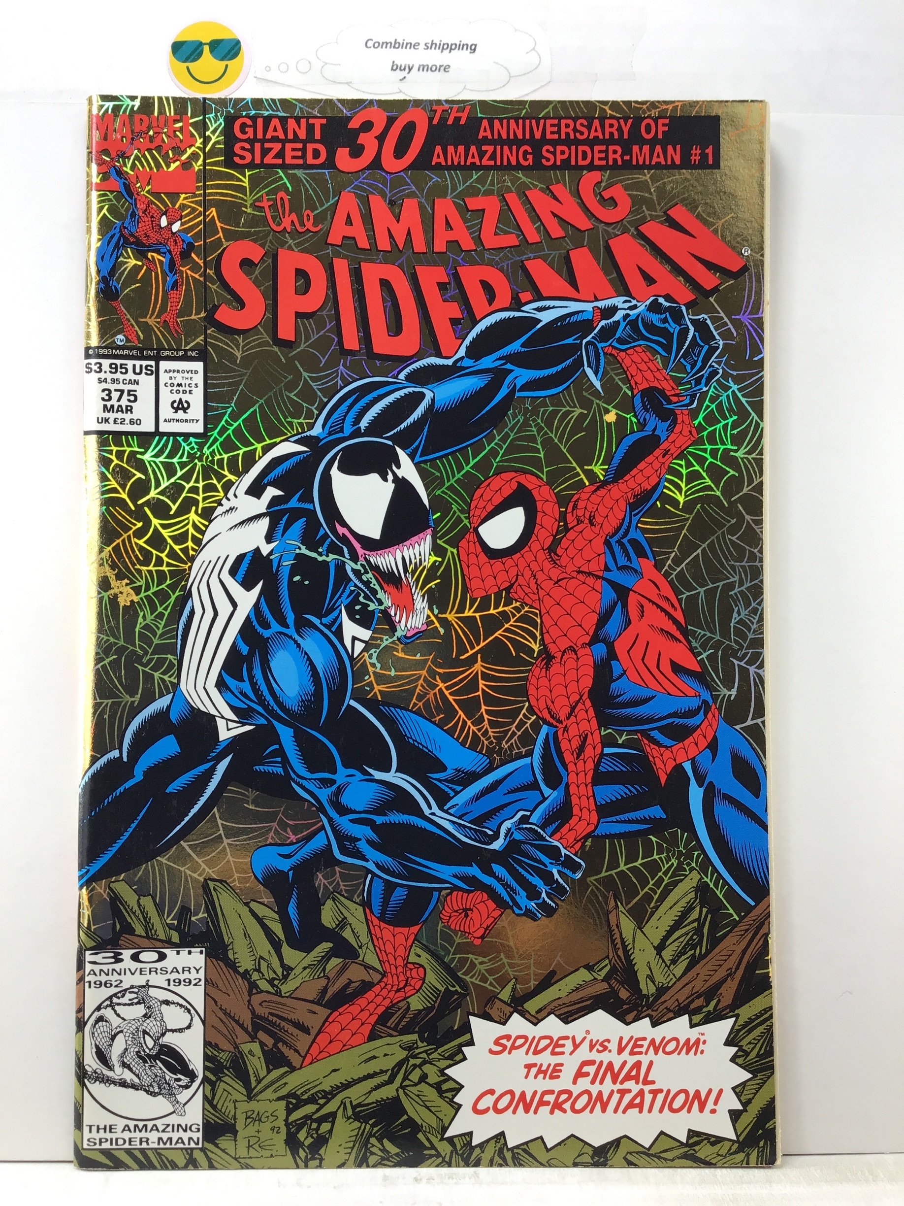 The Amazing Spider-Man #375 (1993)NM. Key Final battle Spidey vs venom ...