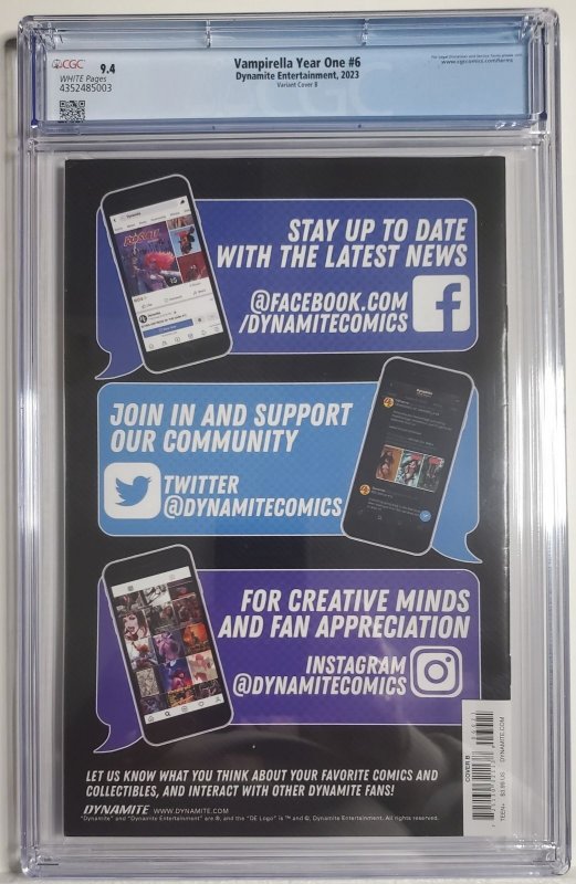 VAMPIRELLA YEAR ONE #6 CGC 9.4 NM Cover B Variant by Lucio Parrillo ...