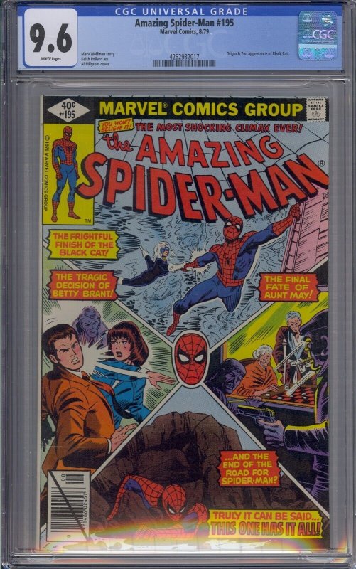 Amazing Spider-Man #195 CGC 9.6 2nd Black CAT AL Milgrom White Pages ...