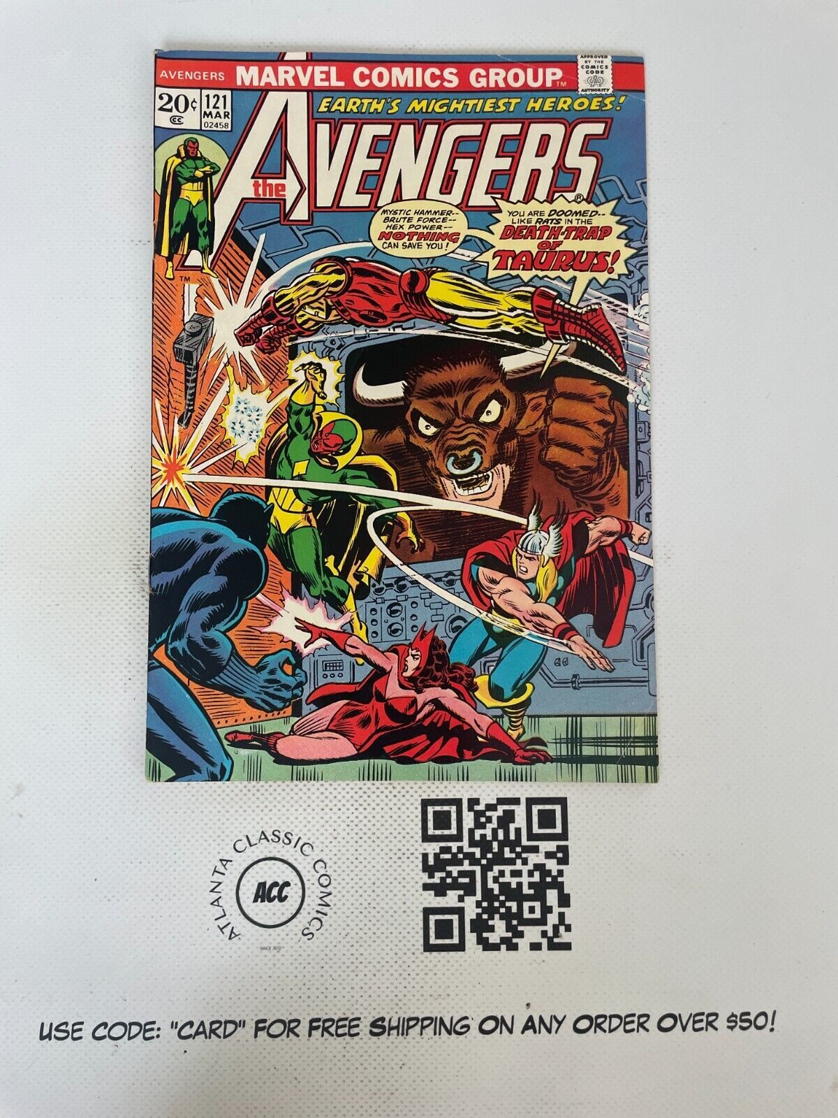 Avengers # 121 FN- Marvel Comic Book Black Panther Vision Hulk Thor 16 ...