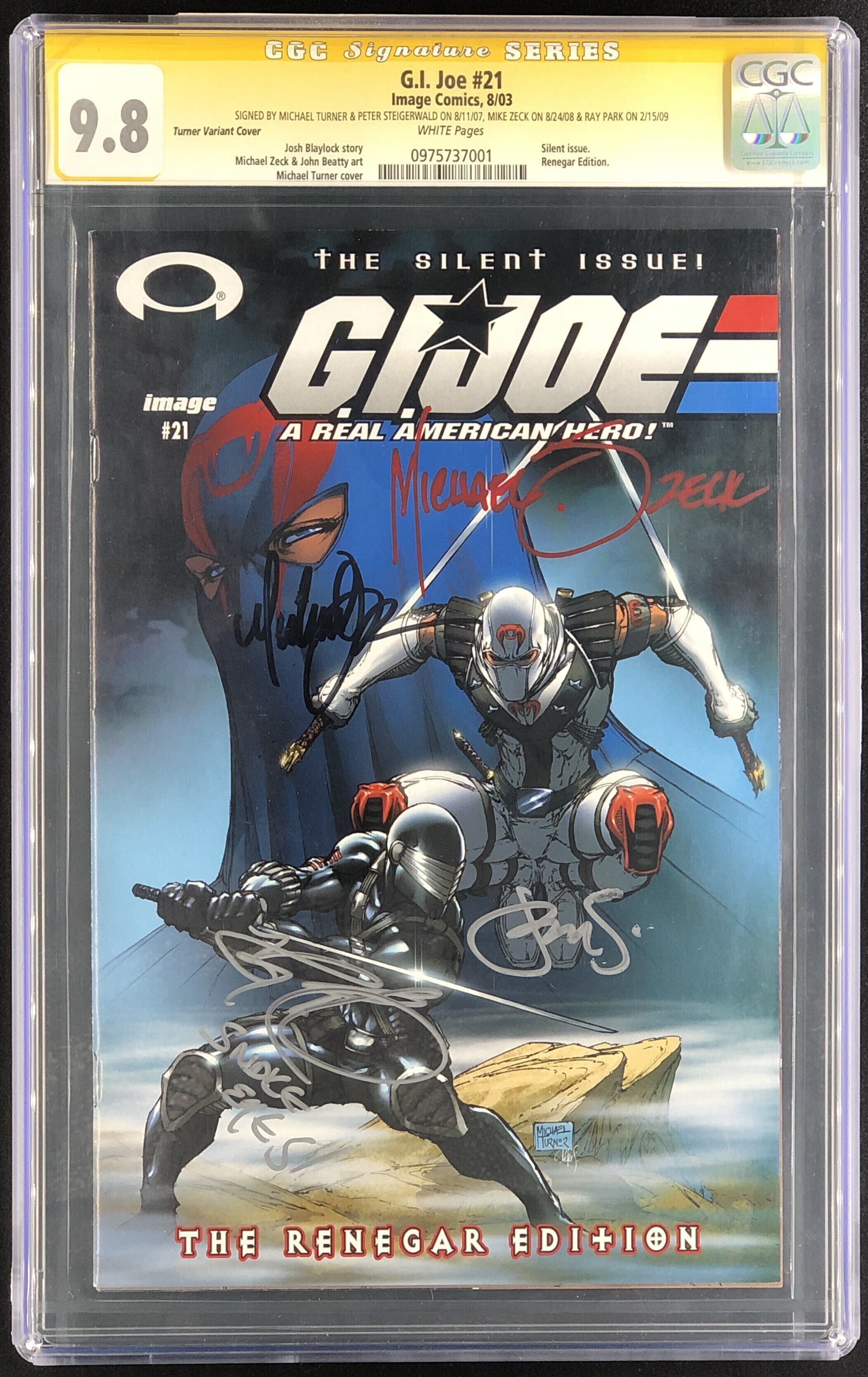G.I. Joe #21 CGC 9.8 Signature Series 4x Signed, Michael Turner | Comic ...