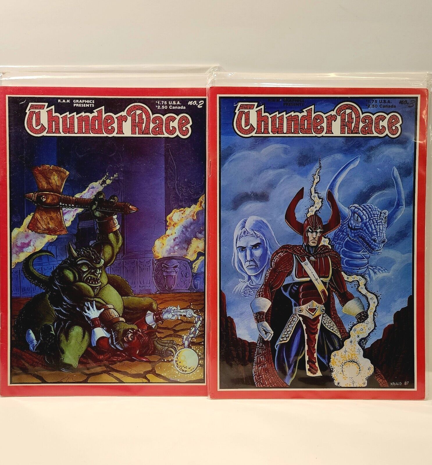 1987 SIGNED RAK Comics Thunder Mace #2 and #3 Vintage Bob Kraus ...