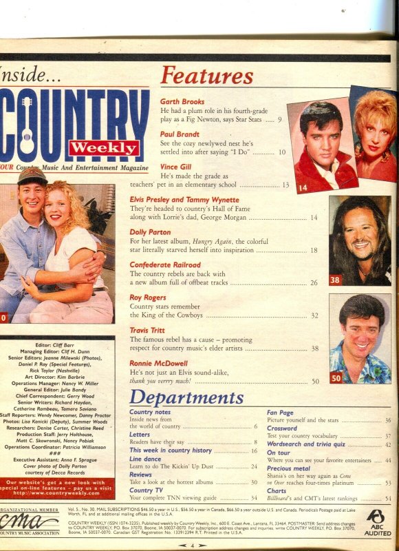 Country Weekly-Dolly Parton-Roy Rogers-Travis Tritt-Elvis Presley-July ...