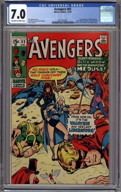 The Avengers #83 (1970) CGC 7.0 FN/VF Lady Liberators Appearance ...
