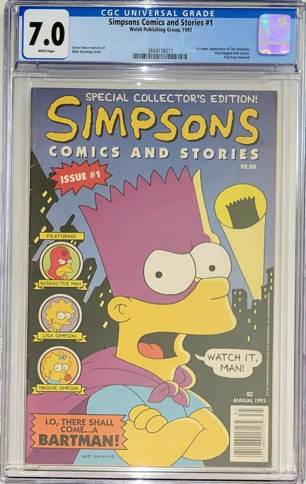 Simpsons Comics & Stories #1 CGC 7.0 (Welsh 1993) 1st app The Simpsons ...