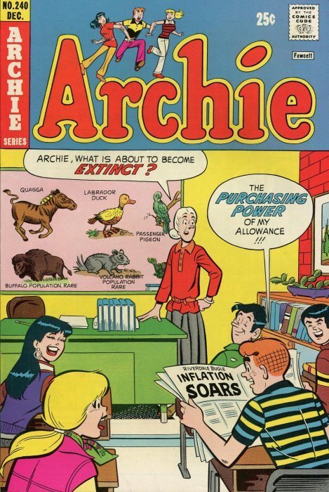 Archie #240 GD ; Archie | low grade comic December 1974 Inflation Cover ...