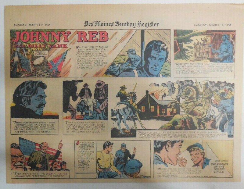 Johnny Reb Sunday by Frank Giacoia & Jack Kirby from 3/2/1958 Half Page ...