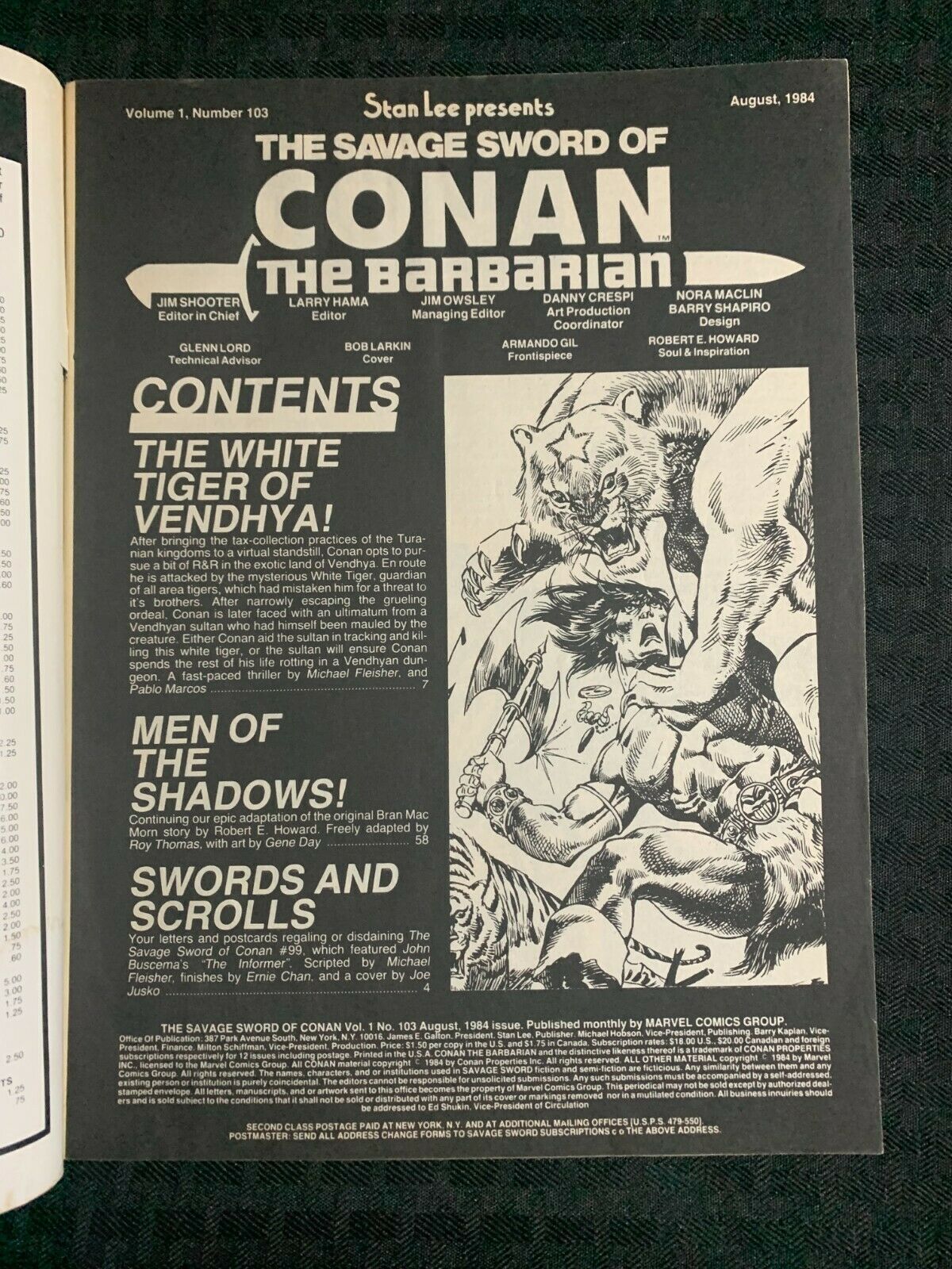1984 SAVAGE SWORD OF CONAN Magazine #103 FN 6.0 Bob Larkin Cover ...