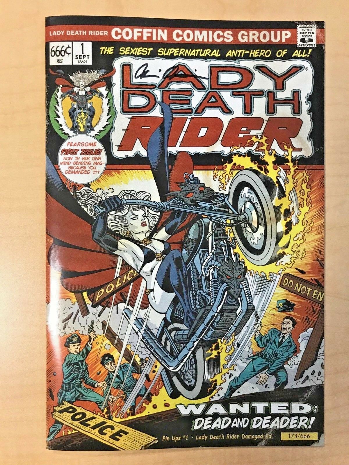 Lady Death Pin Ups #1 Lady Death Rider DAMAGED Alternate Cover by ...