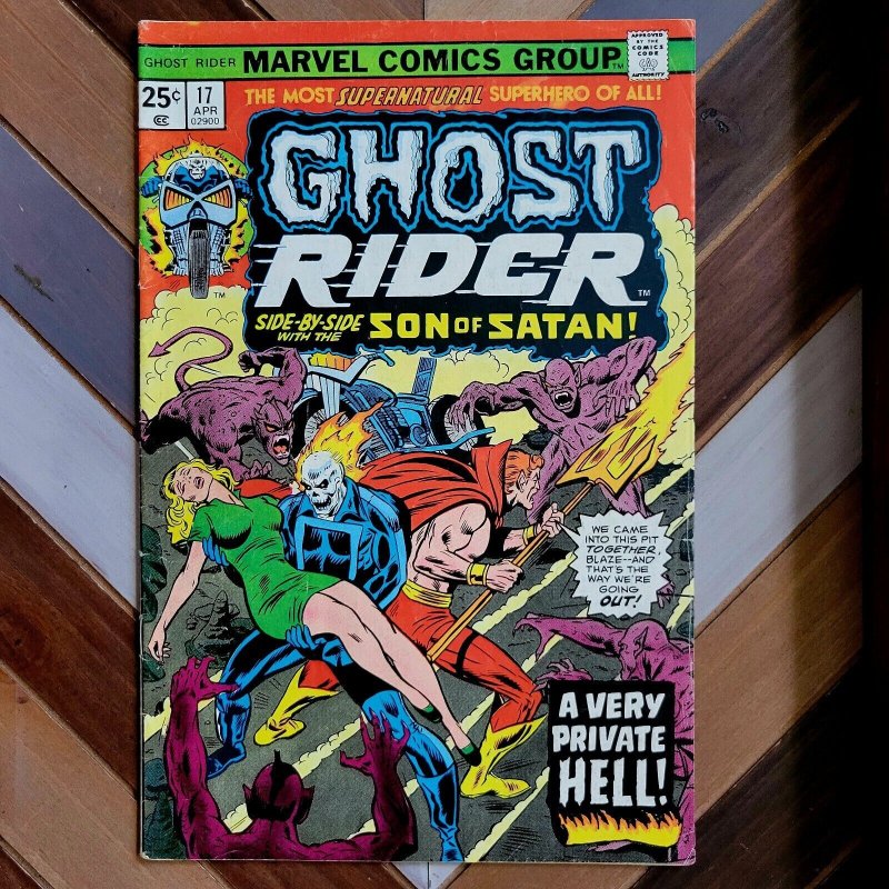 GHOST RIDER #17 FN (Marvel 1976) CHAMPIONS crossover feat SON of SATAN ...