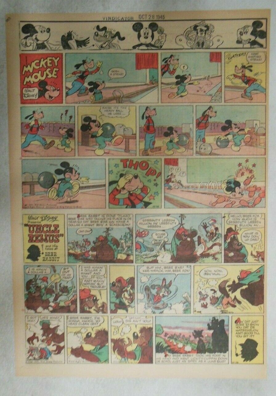Mickey Mouse Sunday Page by Walt Disney from 10/28/1945 Tabloid Page ...