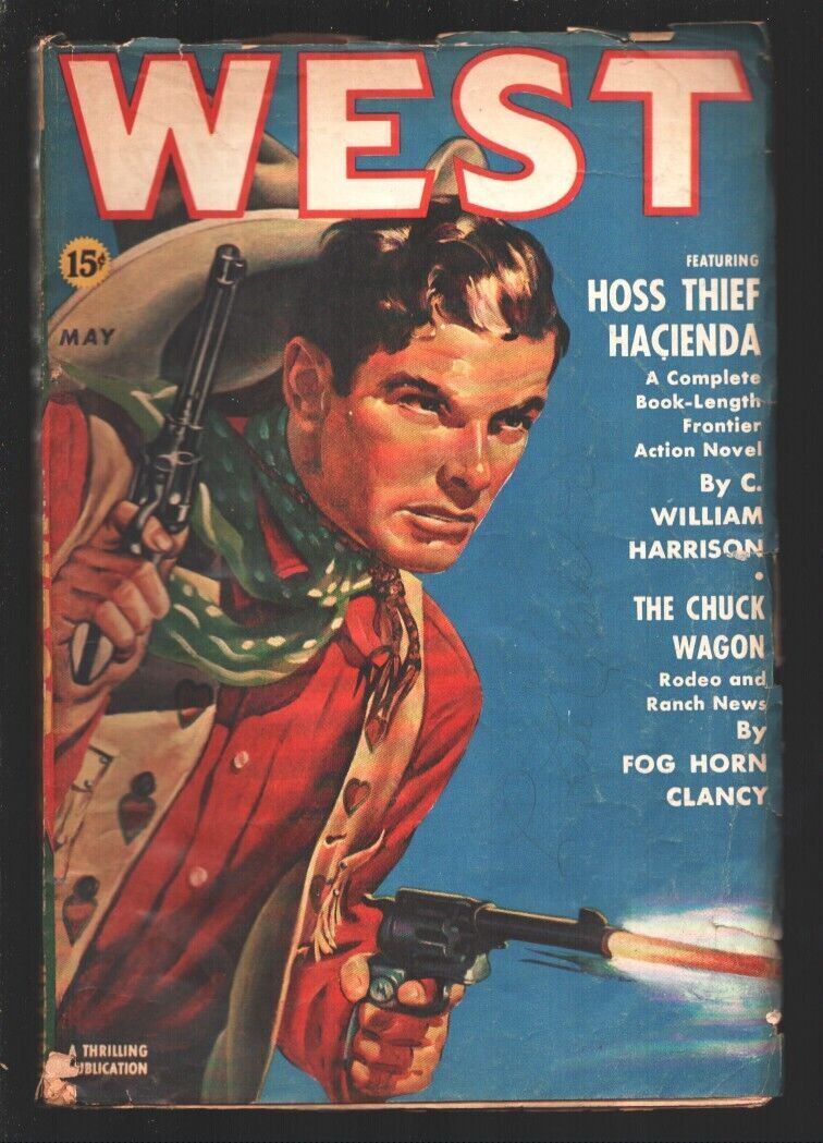 PULP: West 5/1941-Thrilling-Cowboy portrait cover art-Pulp fiction by C ...