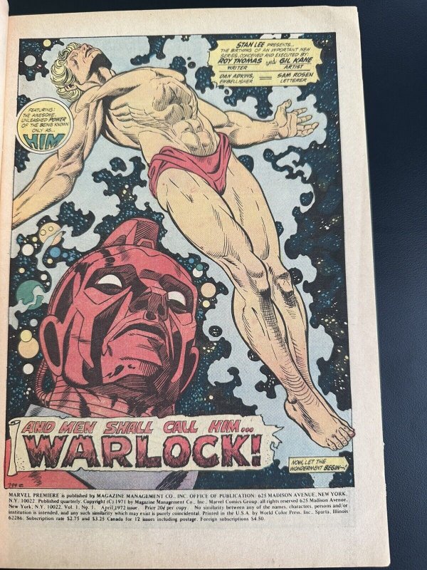 Marvel Premiere #1 FN/VF 1st Appearance Him as Adam Warlock (Marvel ...