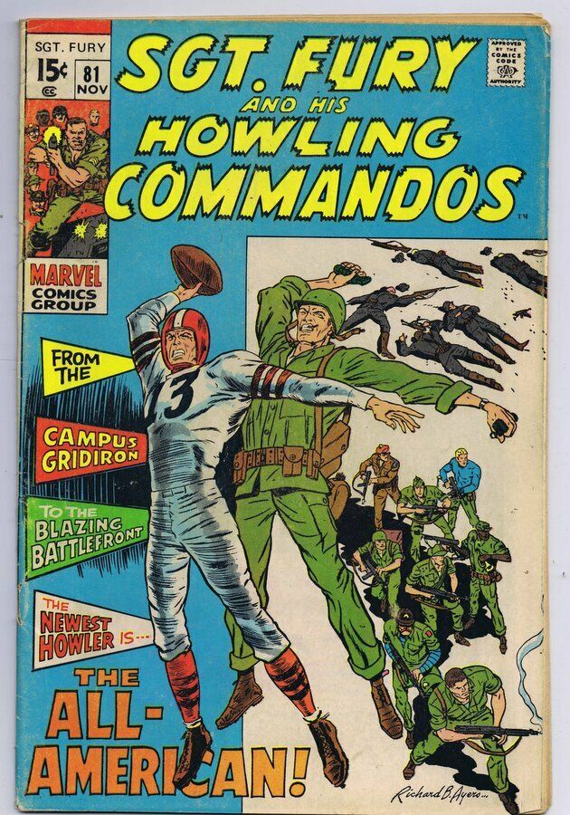 Sgt Fury #81 ORIGINAL Vintage 1970 Marvel Comics Football Cover | Comic ...