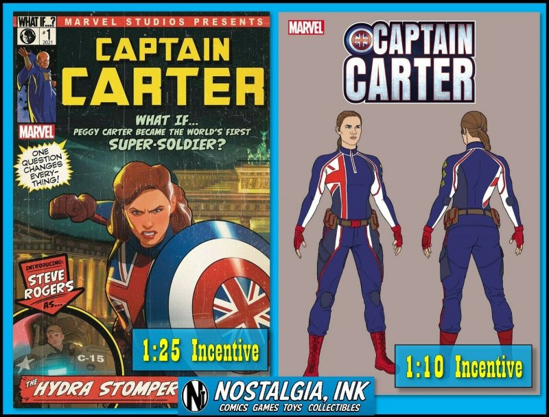 Captain Carter #1 1:10 Design CVR + 1:25 Animation VAR Marvel Presale ...