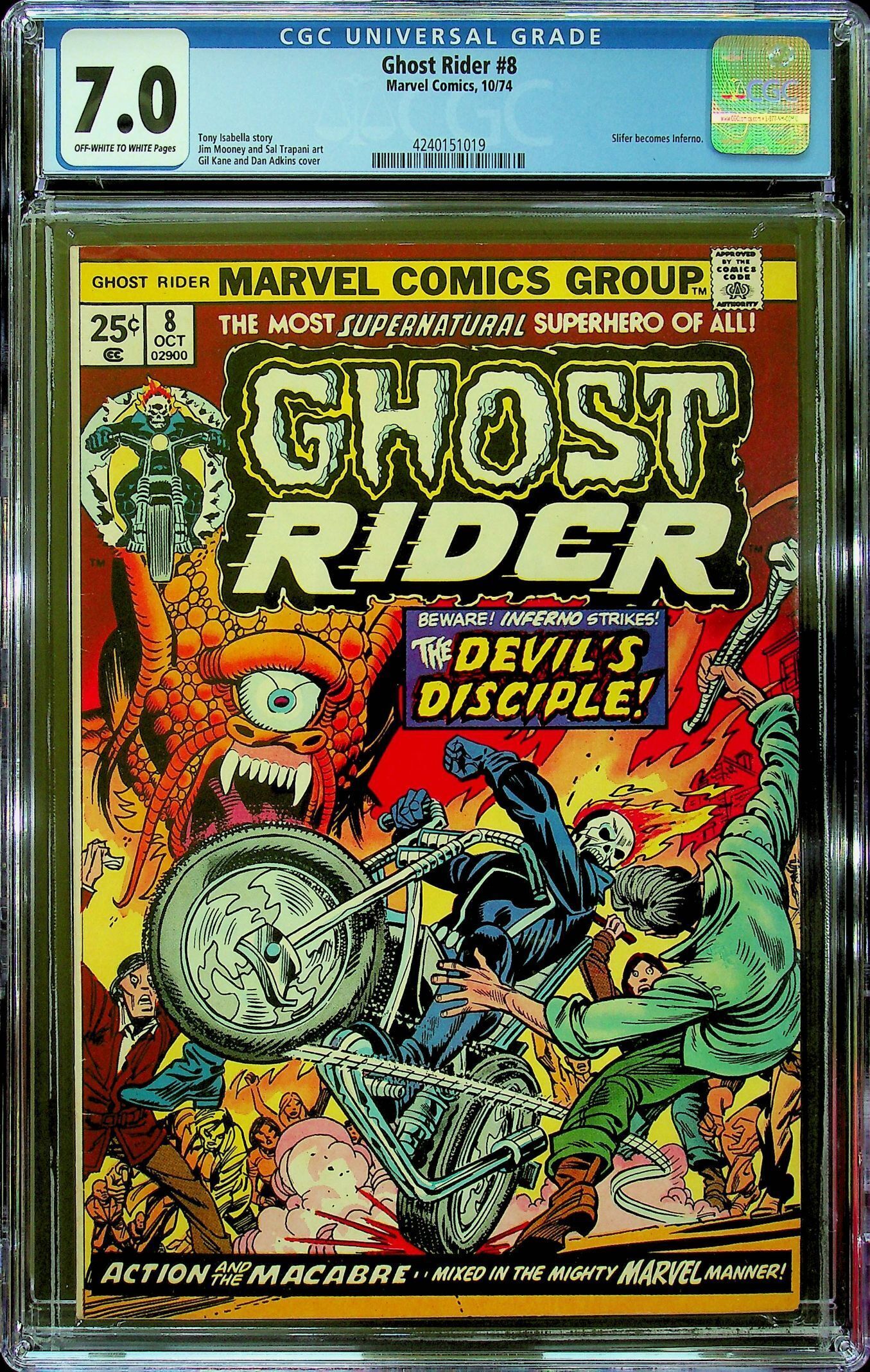 Ghost Rider #8 (1974) - CGC 7.0 - Cert #4240151019 | Comic Books ...