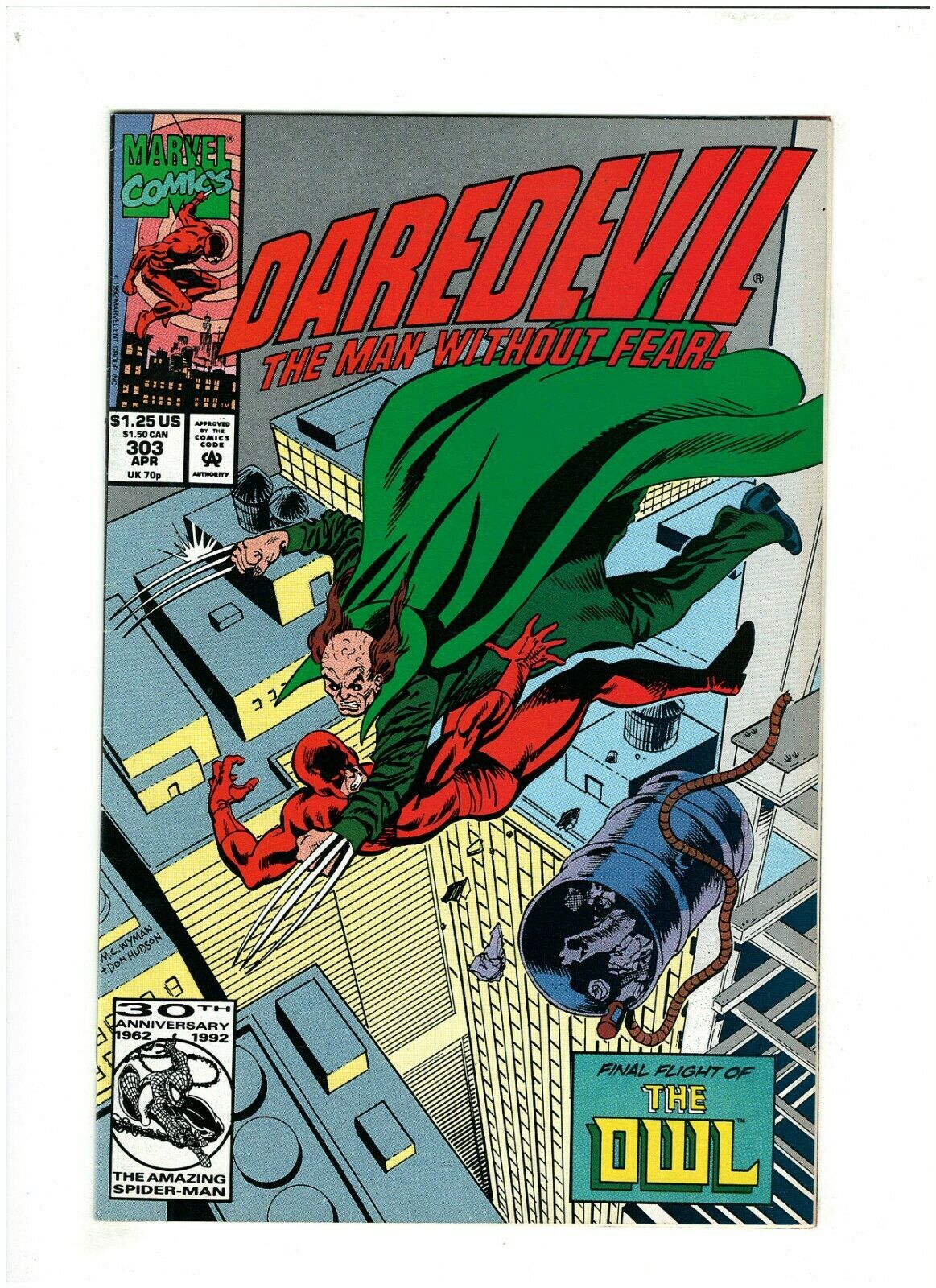 Daredevil #303 VF+ 8.5 Marvel Comics 1992 vs. The Owl | Comic Books ...