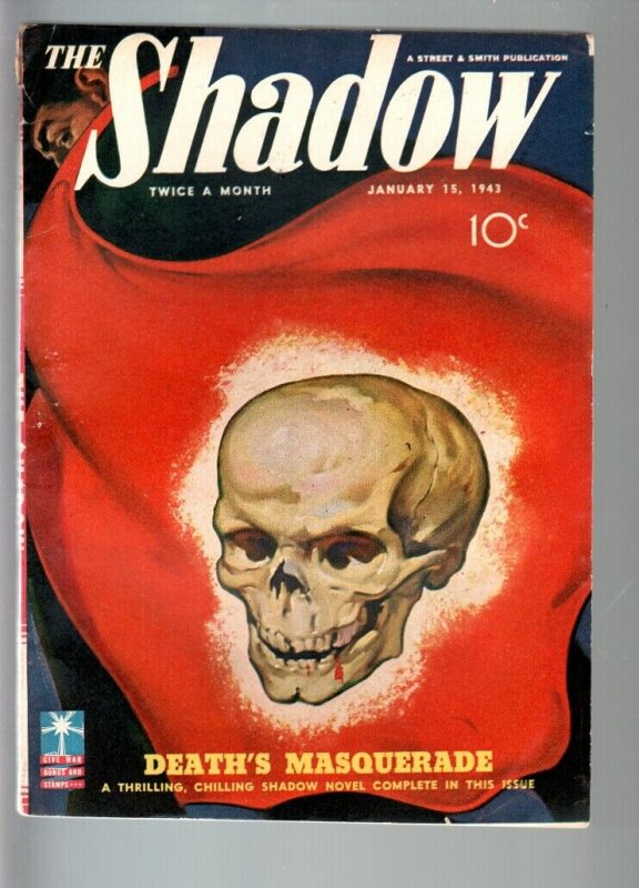 Shadow JAN 15 1943-George Rozen Skull Cover-Fn Minus-Rare Pulp FN ...