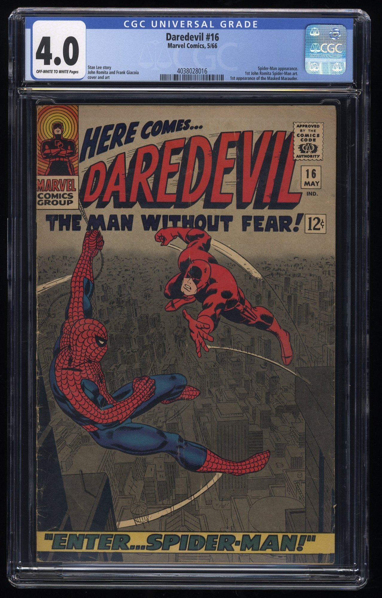 Daredevil #16 CGC VG 4.0 Spider-Man Appearance! 1st Romita Spider-Man ...