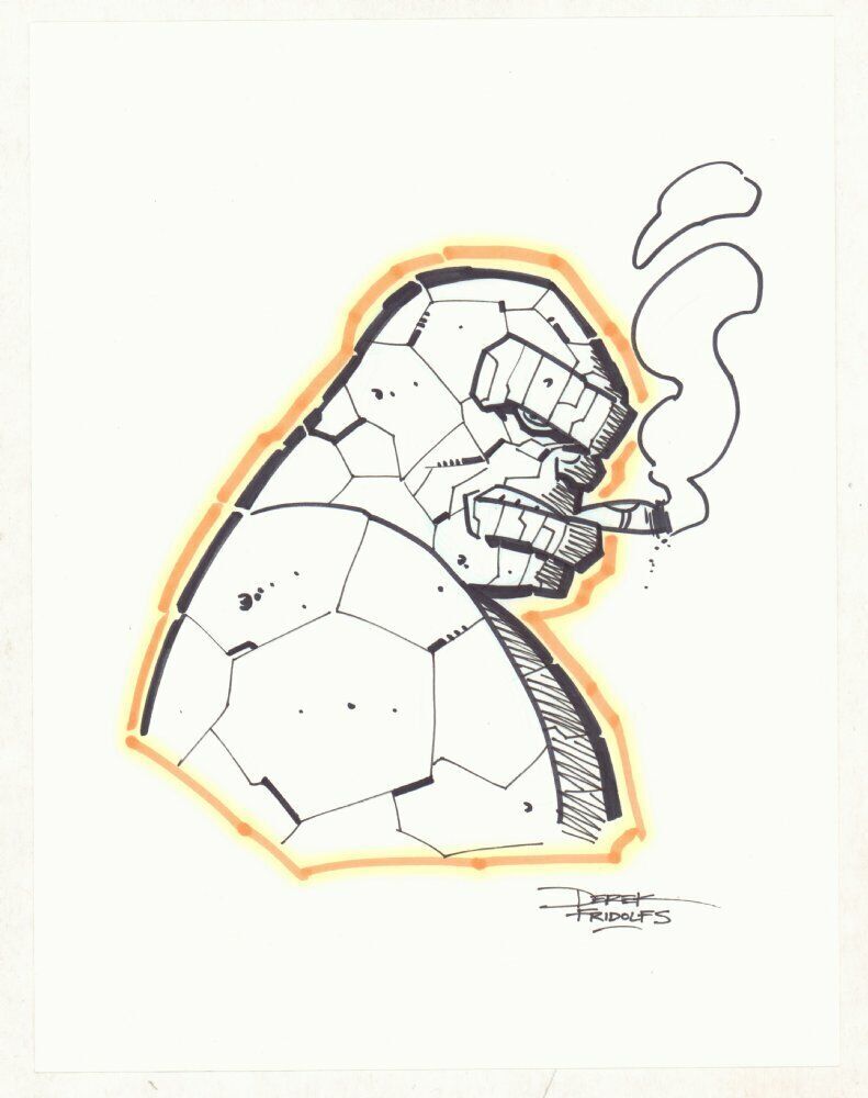 The Thing Smoking Cigar Bust Drawing - Signed art by Derek Fridolfs ...
