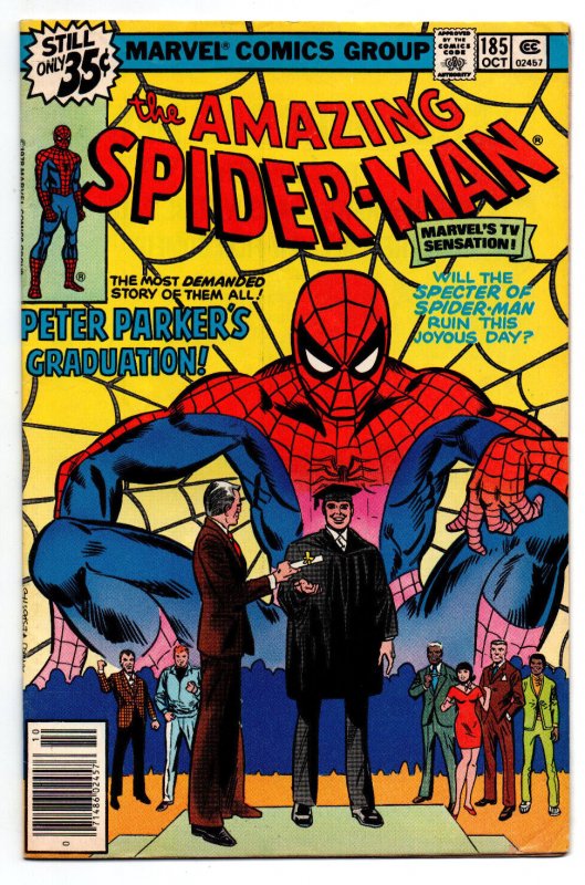Amazing Spider-Man #185 newsstand - Peter Parker graduation - 1978 - VF ...