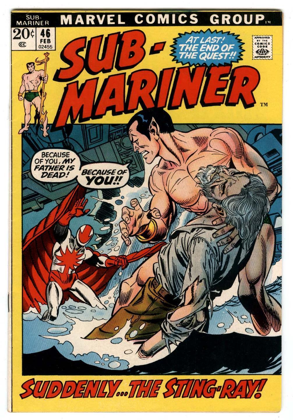 Sub-Mariner #46 1972 Marvel MCU Tiger Shark vs Sting Ray Death of Namor ...