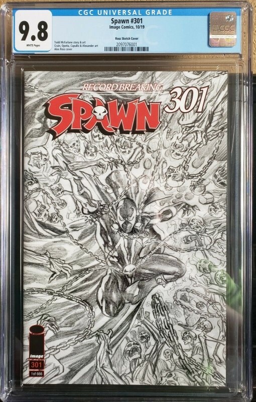 Spawn #301 (Image 2019) 1/666 Alex Ross Sketch Variant NM/MT CGC 9.8 ...