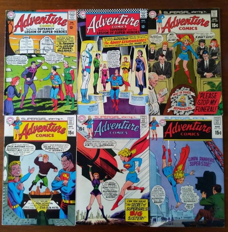 Adventure Comics #331 354 383-385 391 - Supergirl Funeral Volar Legion ...