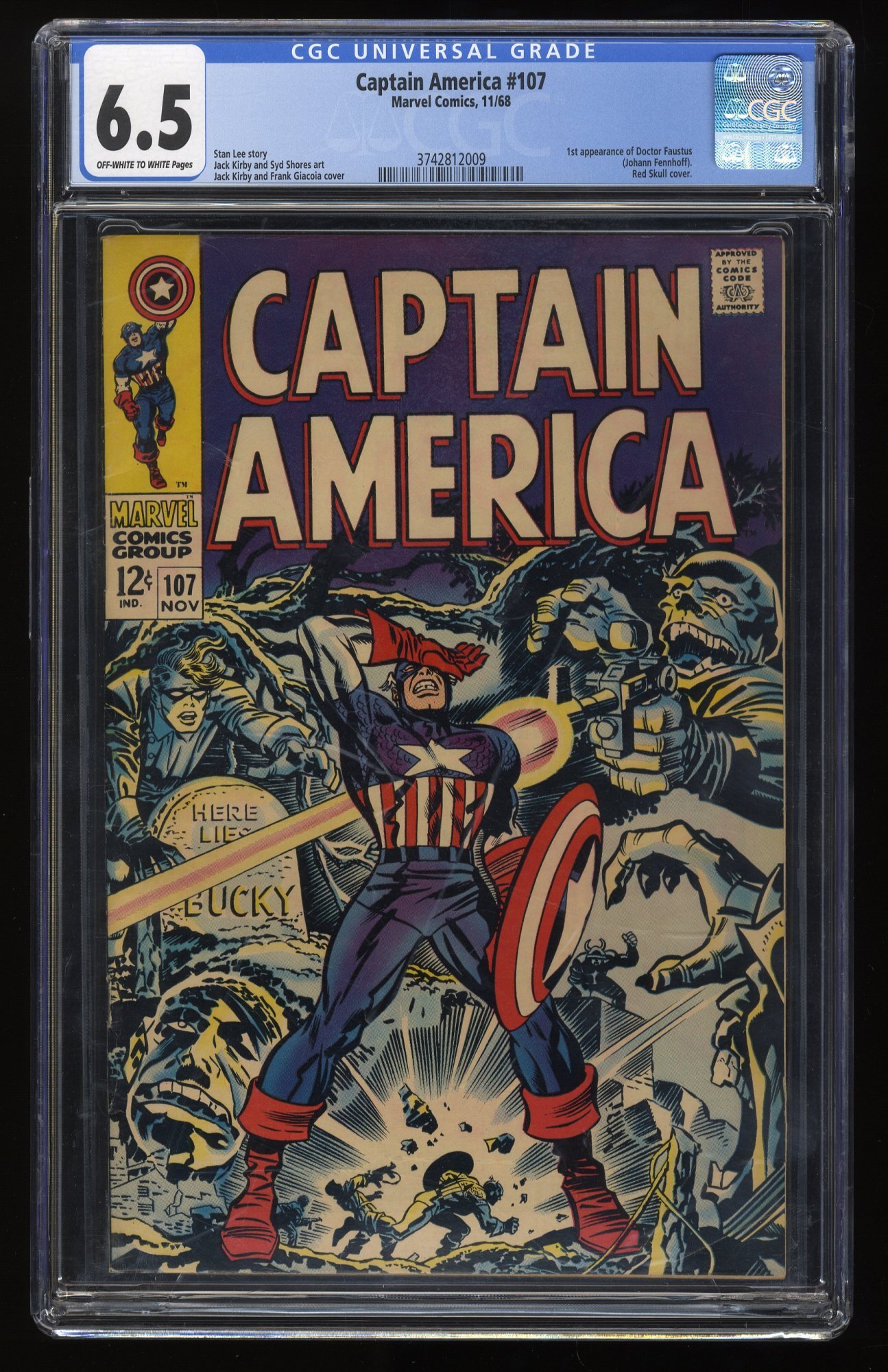 Captain America #107 CGC FN+ 6.5 1st Doctor Faustus Red Skull Cover ...