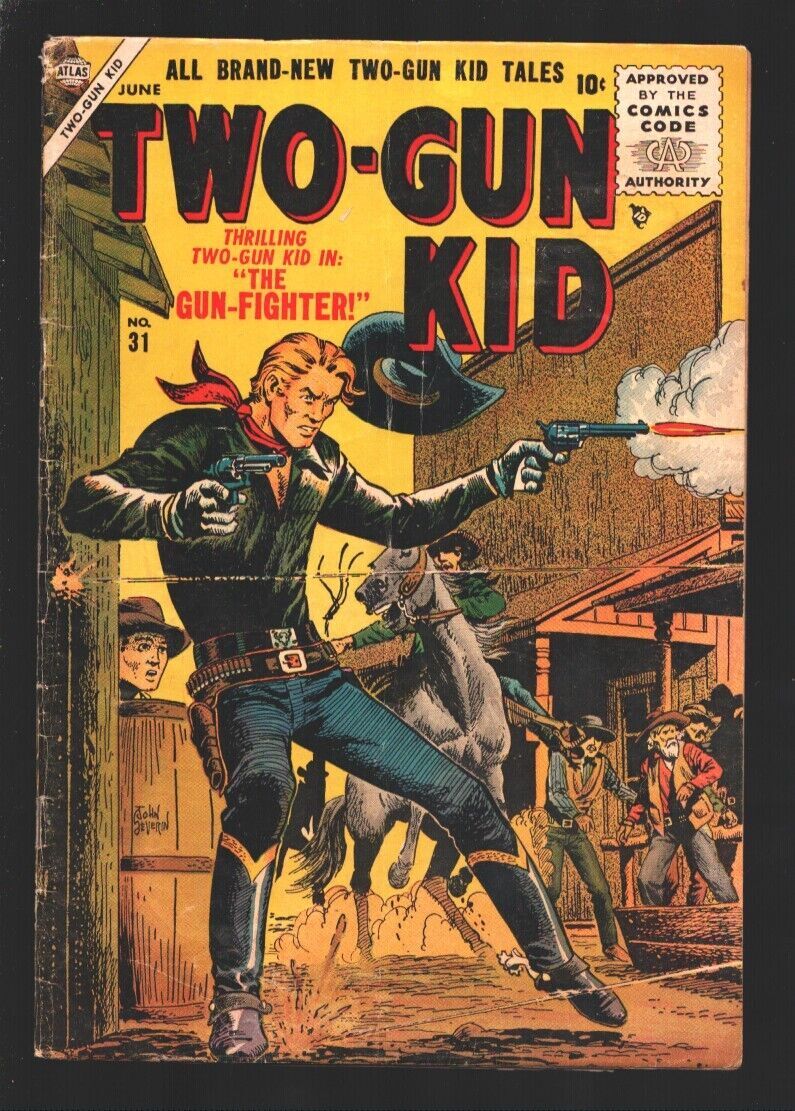 TWO-GUN KID #31 1956-Marvel-John Severin cover art-"Flames of Violence ...