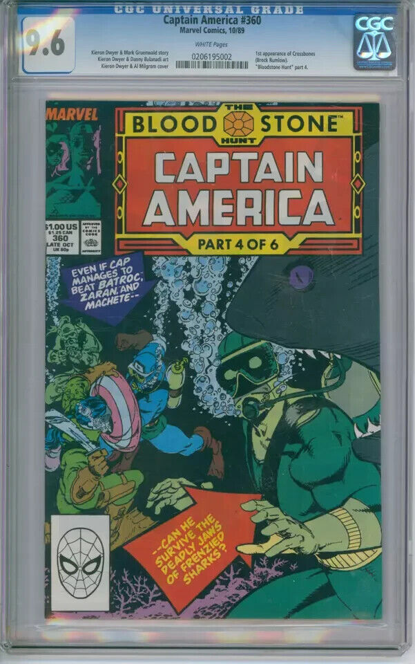 Marvel Comics Captain America #360 CGC 9.6 1st App. Of Crossbones ...