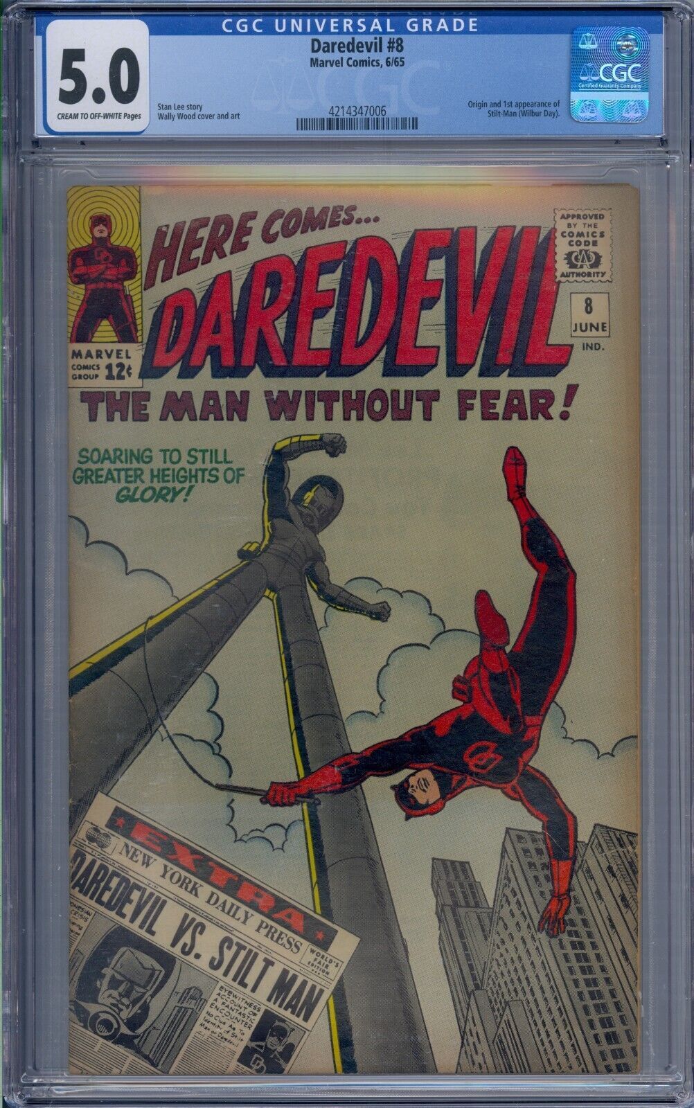 Daredevil #8 CGC 5.0 1st Stilt-Man Wilbur DAY Wally Wood | Comic Books ...