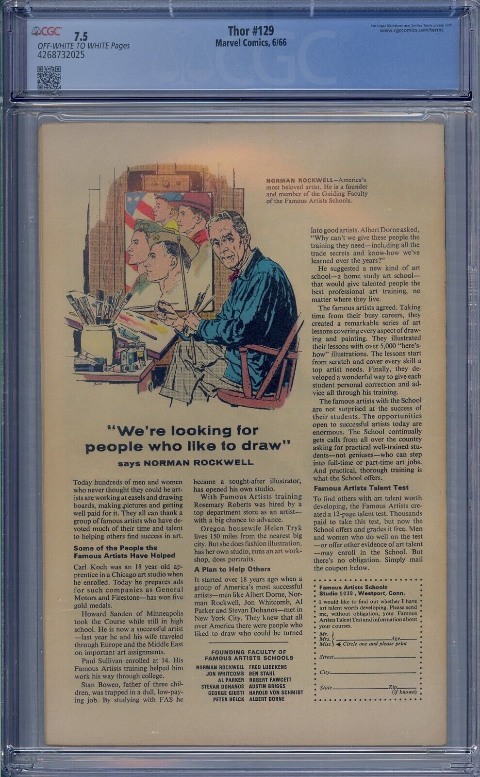 Thor #129 CGC 7.5 1st Ares Hercules Pluto Zeus Jack Kirby 025 | Comic ...