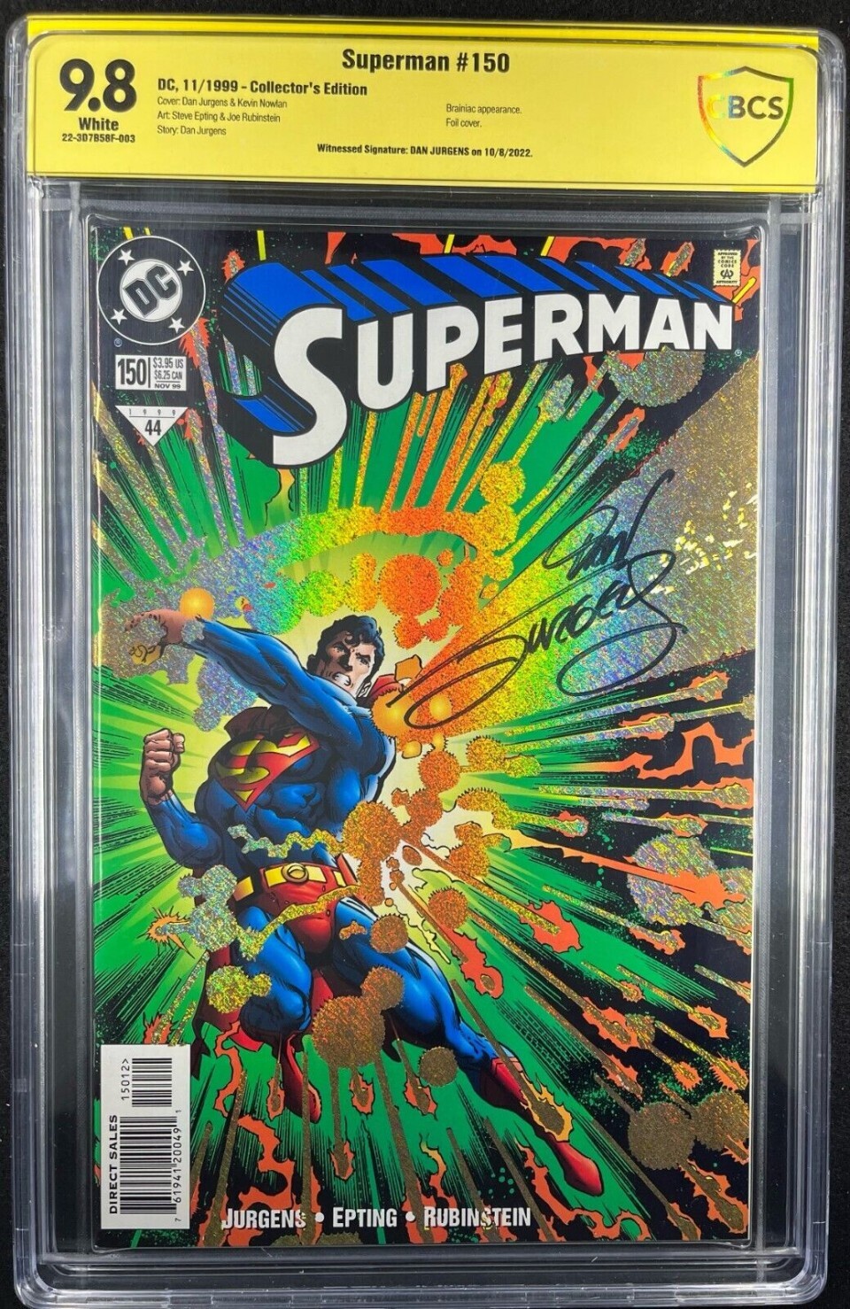 Superman (1987) #150 CBCS 9.8 Foil Collector's Edition Signed Dan ...