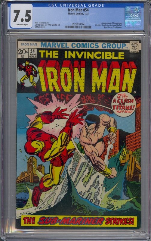 Iron MAN #54 CGC 7.5 1st Moondragon Iron MAN VS Sub-Mariner | Comic ...