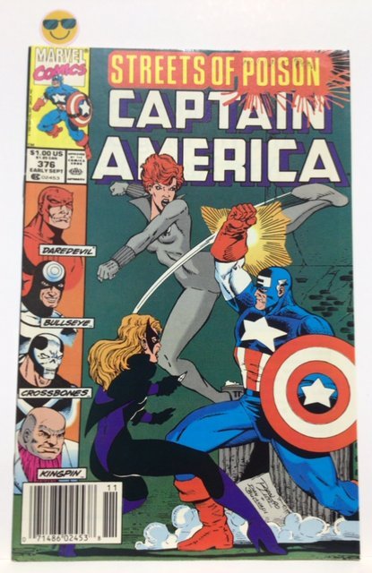 Captain America #376 (1990) Nm Black widow daredevil bull’s-eye | Comic ...