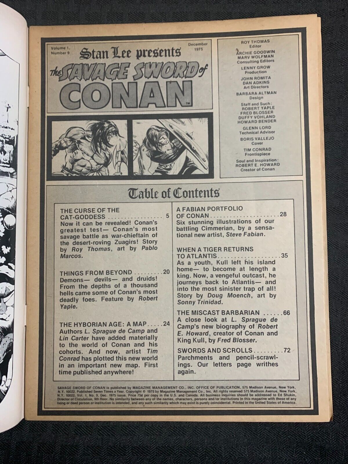 1975 SAVAGE SWORD OF CONAN Magazine #9 VG+ 4.5 Boris Vallejo Cover ...