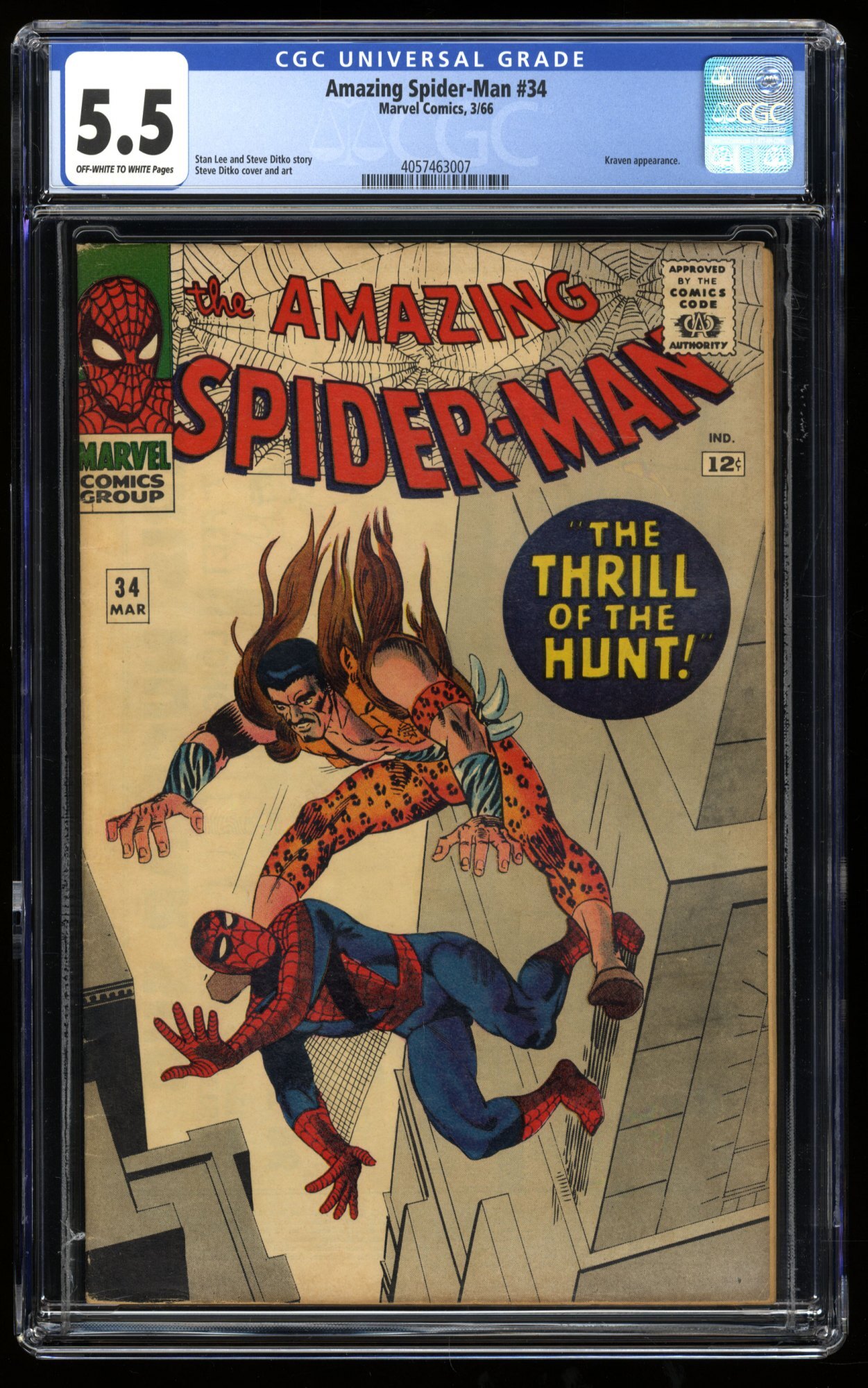 Amazing Spider-Man #34 CGC FN- 5.5 Kraven the Hunter Appearance ...