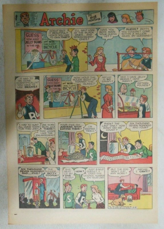 Archie by Bob Montana from 5/14/1950 Very Early! Tabloid Size Color ...