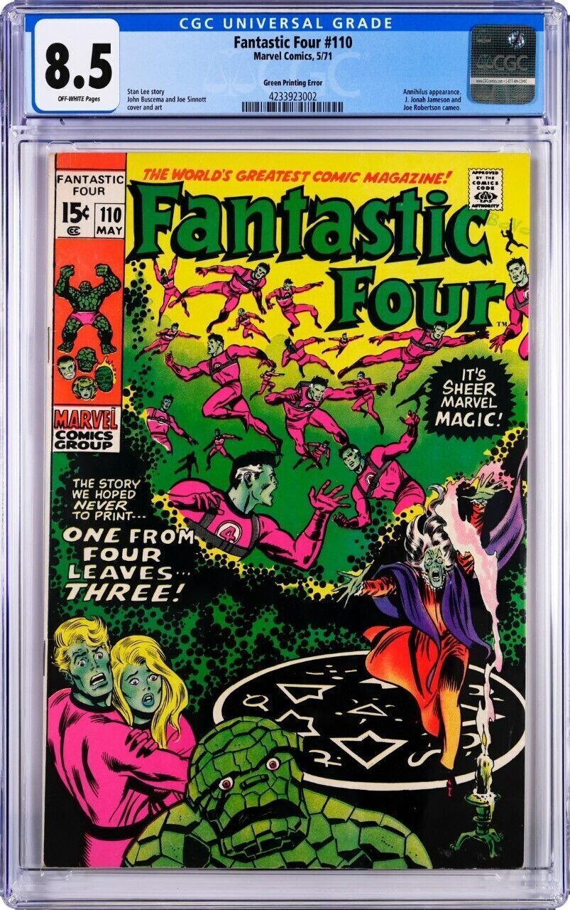 Fantastic Four #110 (Green Printing Error) Lee Kirby RARE Marvel CGC 8. ...