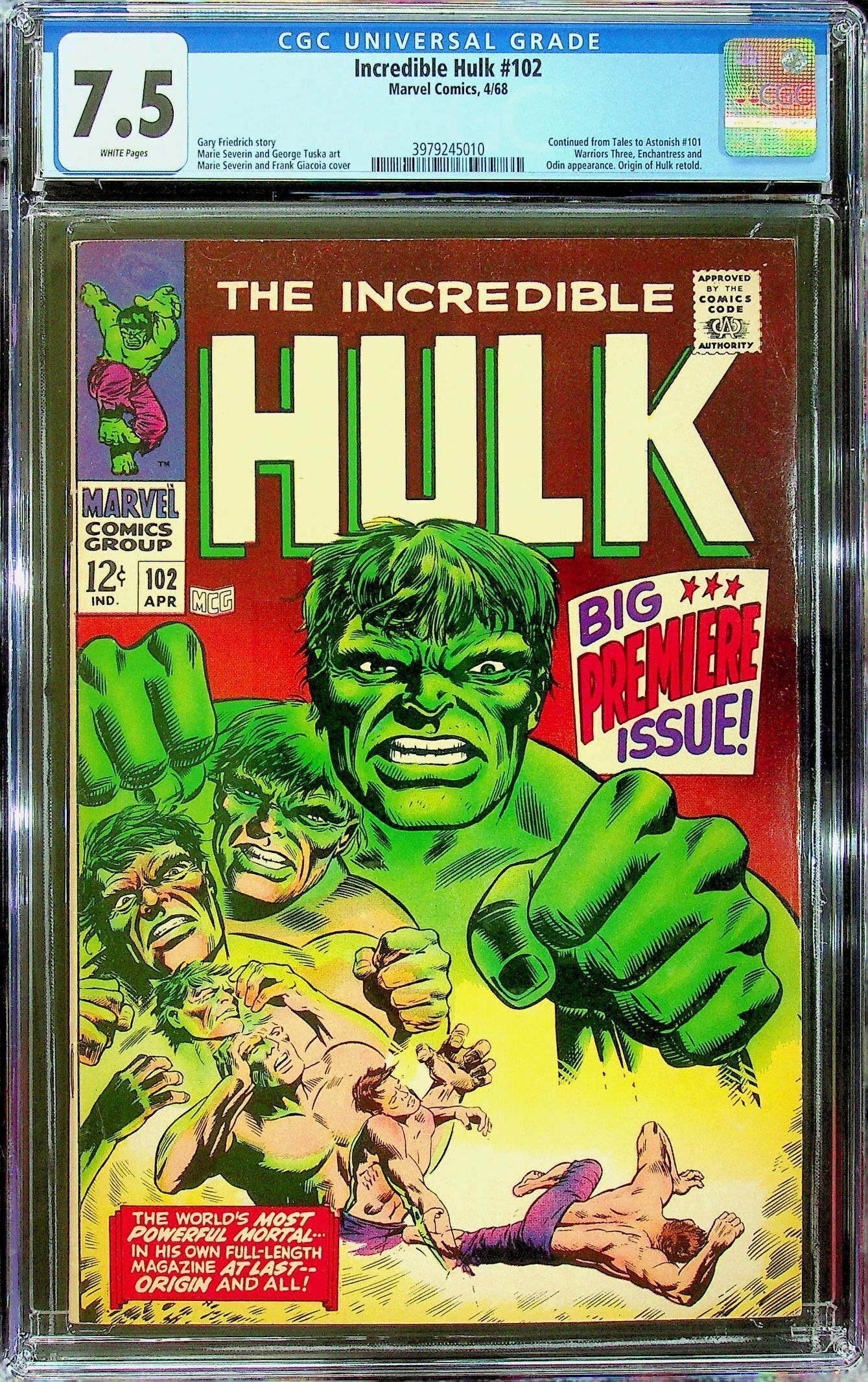 The Incredible Hulk #102 (1968) - CGC 7.5 - Cert #3979245010 | Comic ...
