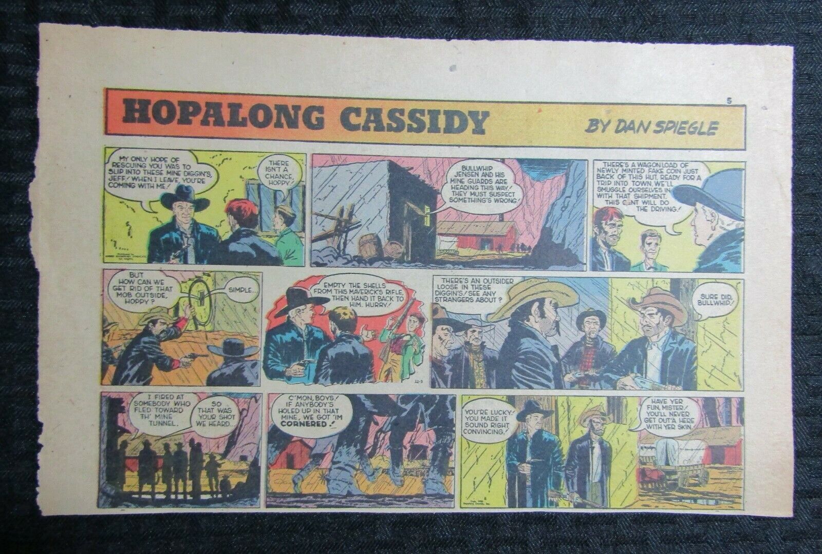 1950s HOPALONG CASSIDY by Spiegle 11.5x7" Newspaper Comic Strip LOT of ...