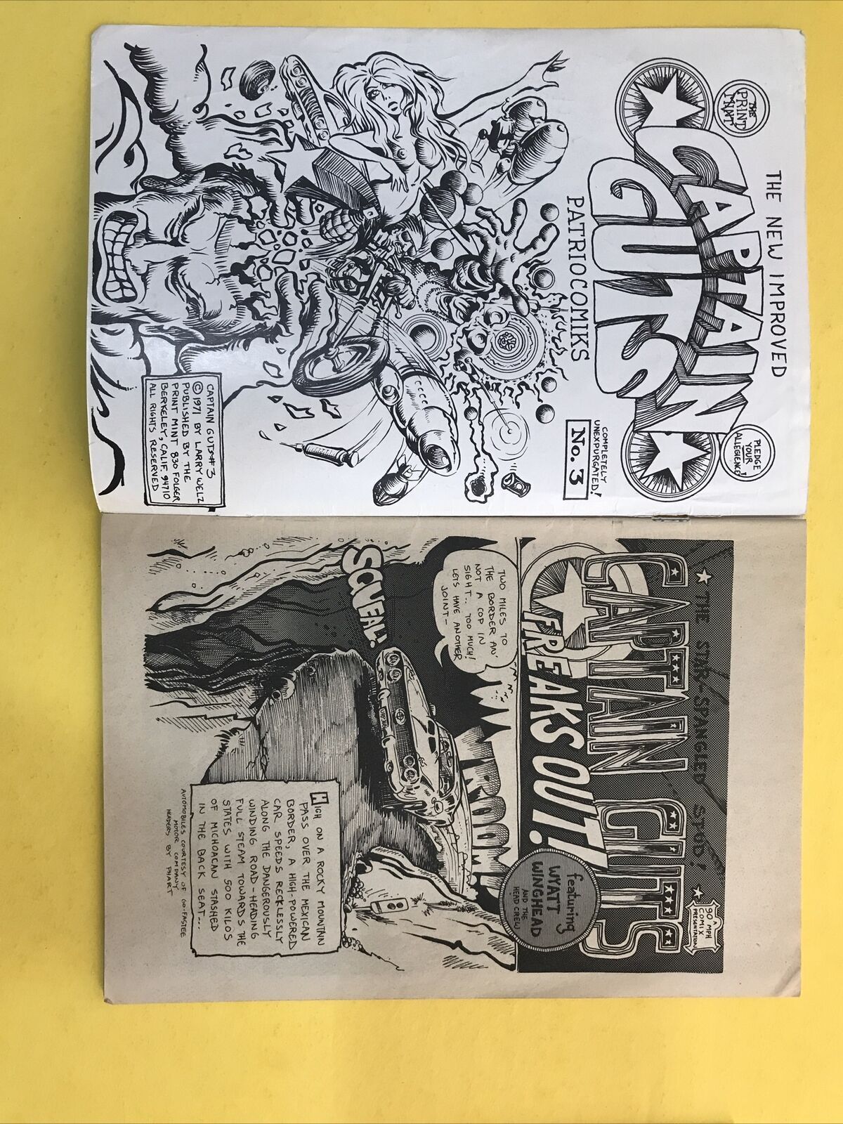 Captain Guts #1 & 3, the Print Mint Underground Comix 1969 Larry Welz ...