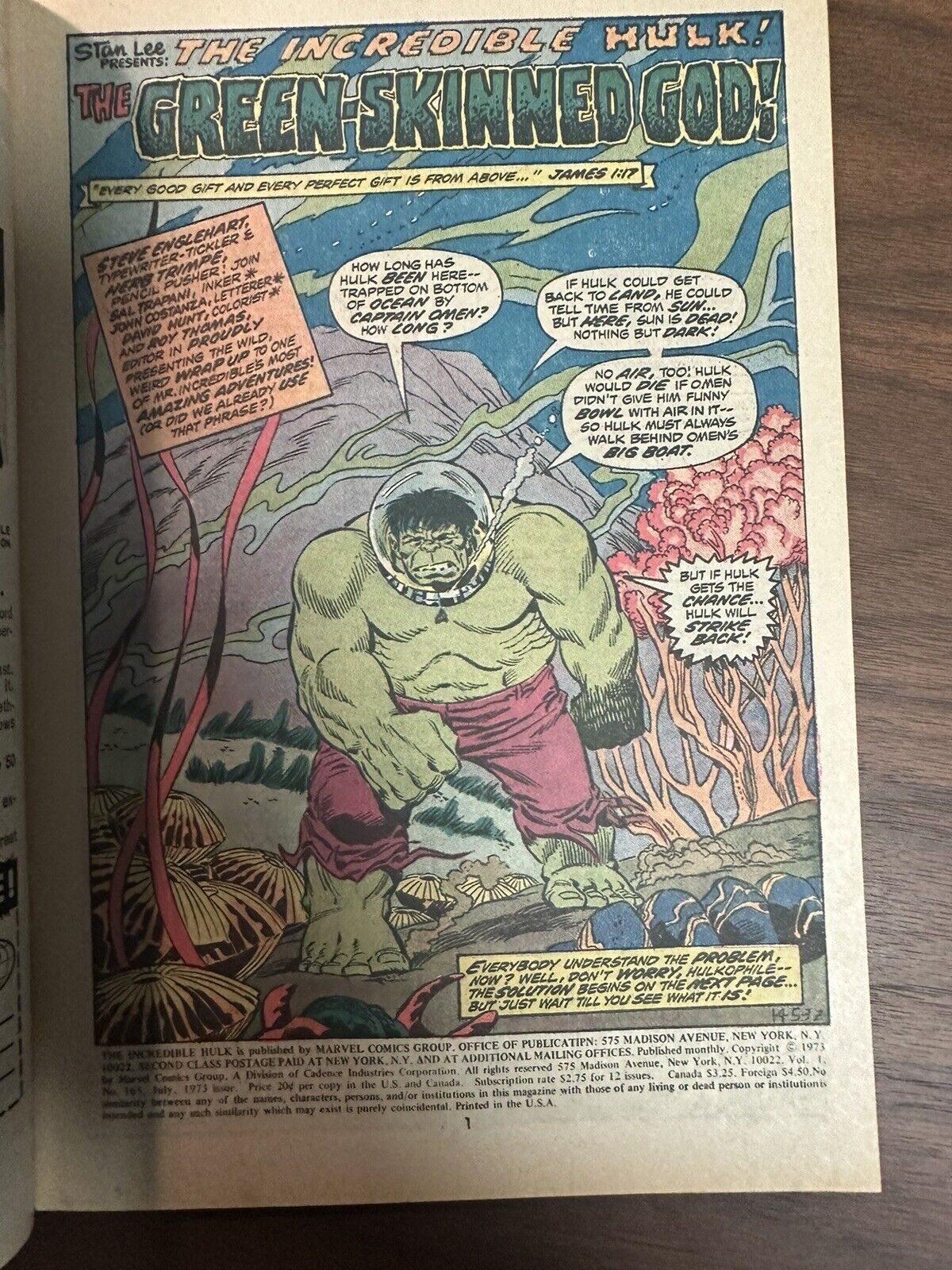 Incredible Hulk #165 VF- Herb Trimpe Cvr. “The Green-Skinned God ...