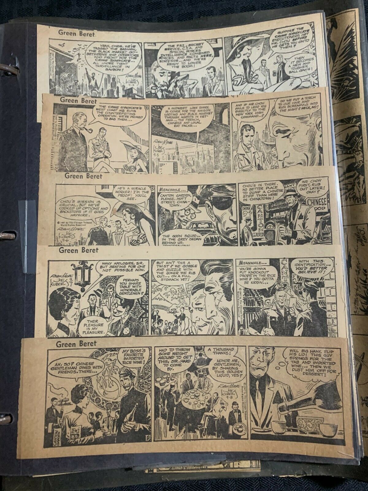 1962-1967 GREEN BERET Joe Kubert 7.5x2.5" Clipped Comic Strip LOT of 50 ...