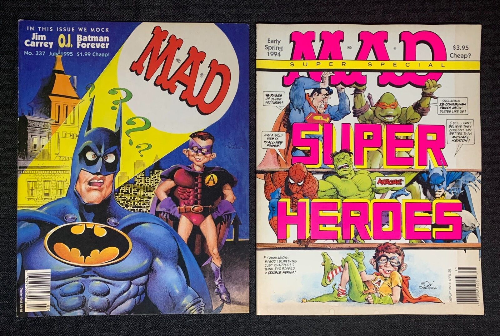 1994/95 MAD Magazine Super Special 96 FVF & #337 FN+ Superheroes Batman ...
